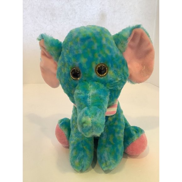 Calplush | Toys | Calplush Elephant Blue Green Plush Stuffed Animal ...